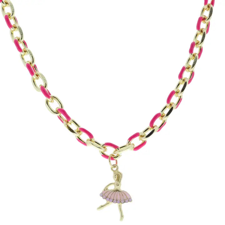 Kids Hot Pink Chain & Ballerina with Pink Tutu Necklace – paperbuzz ...