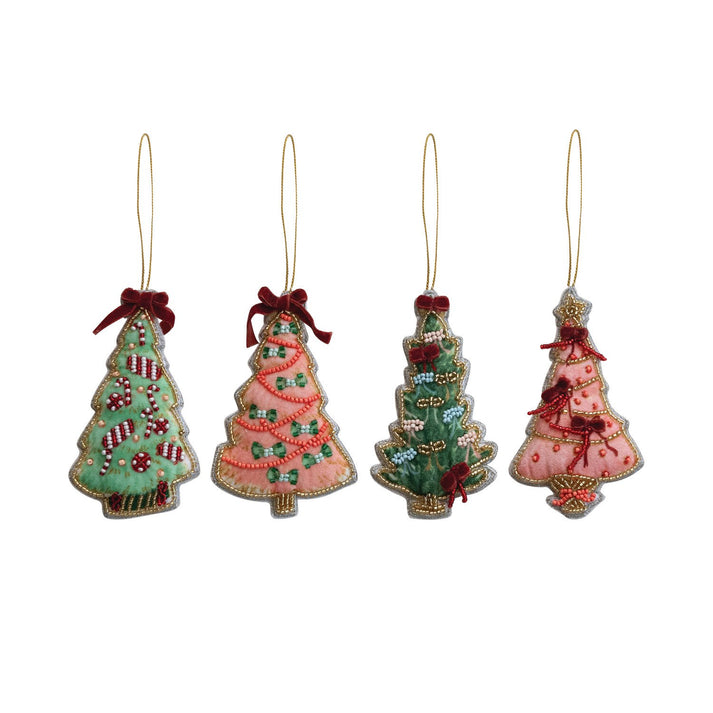 Handmade Beaded Fabric Christmas Tree Ornament, 4 Styles – paperbuzz ...